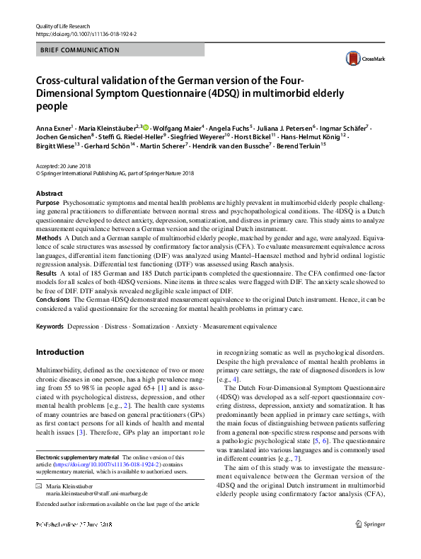 (PDF) Cross-cultural validation of the German version of the Four ...