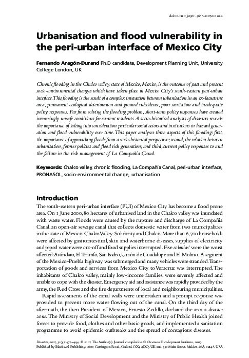 (PDF) Urbanisation and flood vulnerability in the peri-urban interface ...