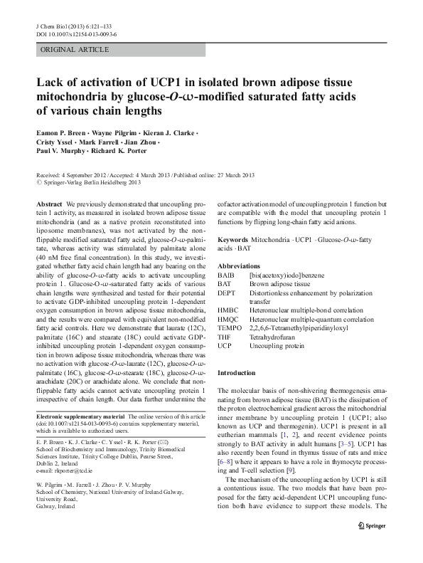 (PDF) Lack of activation of UCP1 in isolated brown adipose tissue ...