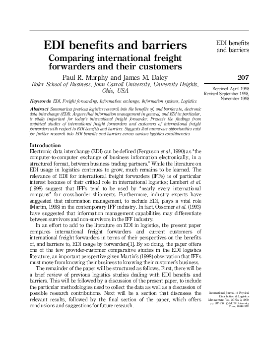 (PDF) EDI benefits and barriers