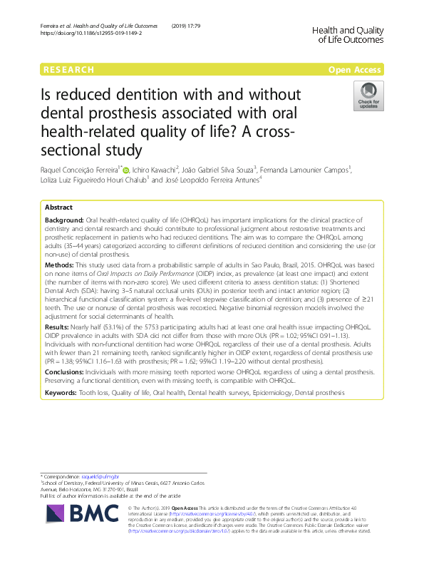 (PDF) Is reduced dentition with and without dental prosthesis ...