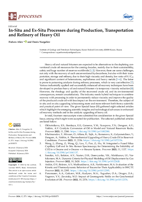 (PDF) In-Situ and Ex-Situ Processes during Production, Transportation ...