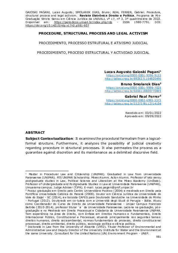 (PDF) Procedure, Structural Process and Legal Activism