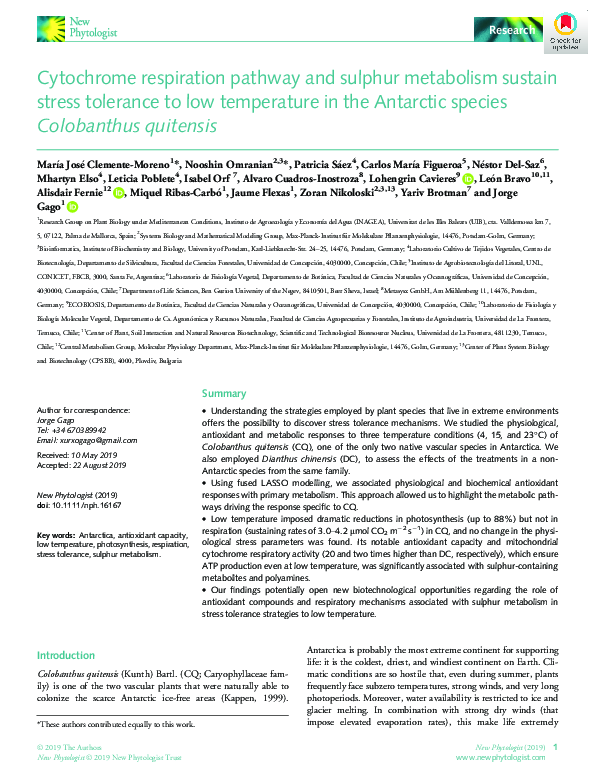 (PDF) Cytochrome respiration pathway and sulphur metabolism sustain ...