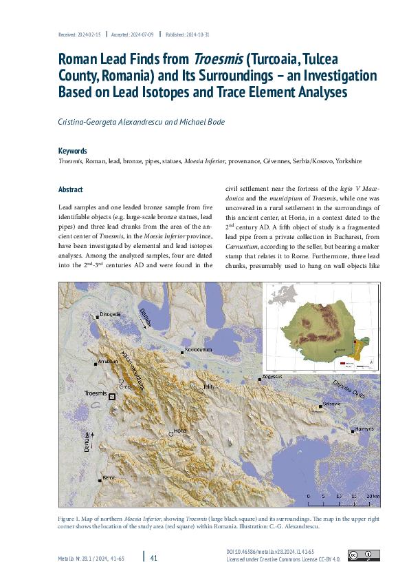 (PDF) Roman Lead Finds from Troesmis (Turcoaia, Tulcea County, Romania) and Its Surroundings -an ...