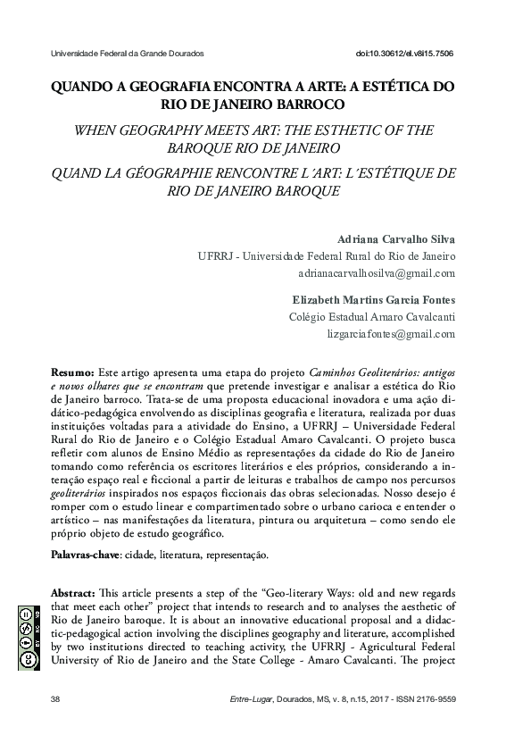 (PDF) Quando a geografia encontra a arte: a estética do Rio de Janeiro ...