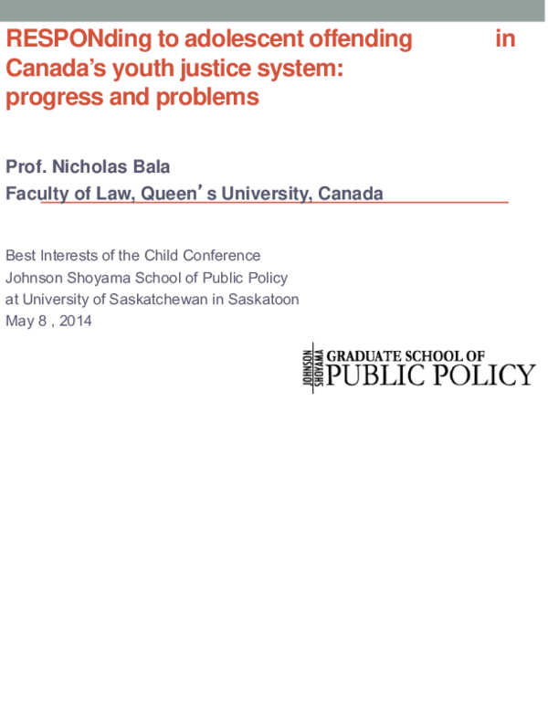 (PDF) Responding to Adolescent Offending in Canada's Youth Justice System