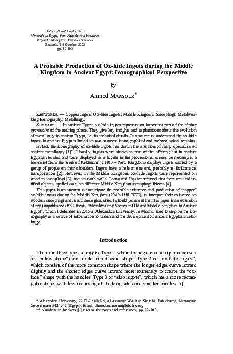 (PDF) A Probable Production of Ox-hide Ingots during the Middle Kingdom ...