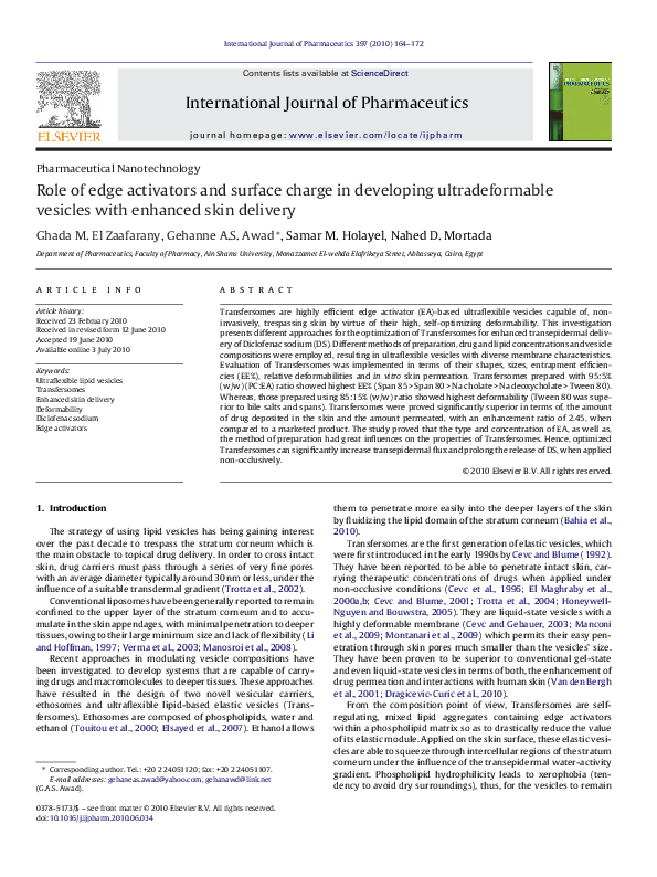 (PDF) Role of edge activators and surface charge in developing ...