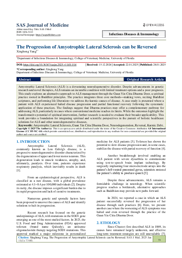 (PDF) The Progression of Amyotrophic Lateral Sclerosis Can Be Reversed