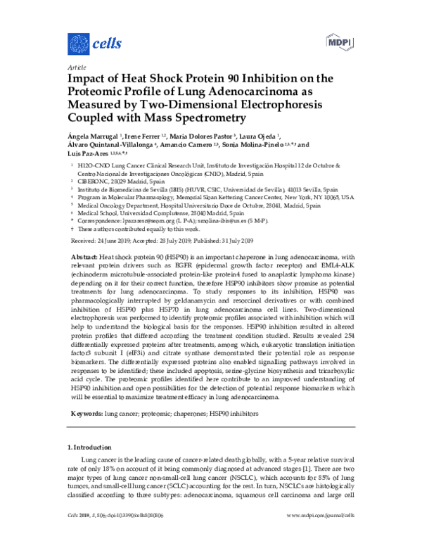 (PDF) Impact of Heat Shock Protein 90 Inhibition on the Proteomic Profile of Lung Adenocarcinoma ...