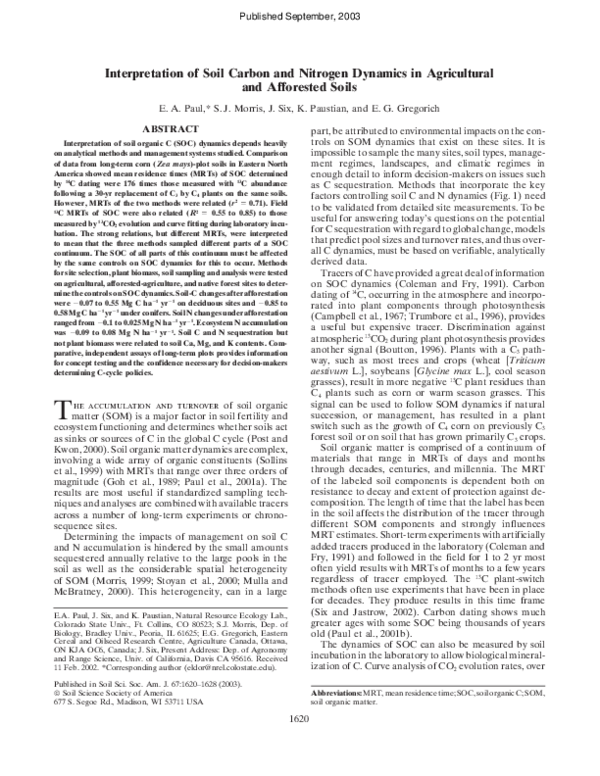 (PDF) Interpretation of Soil Carbon and Nitrogen Dynamics in ...