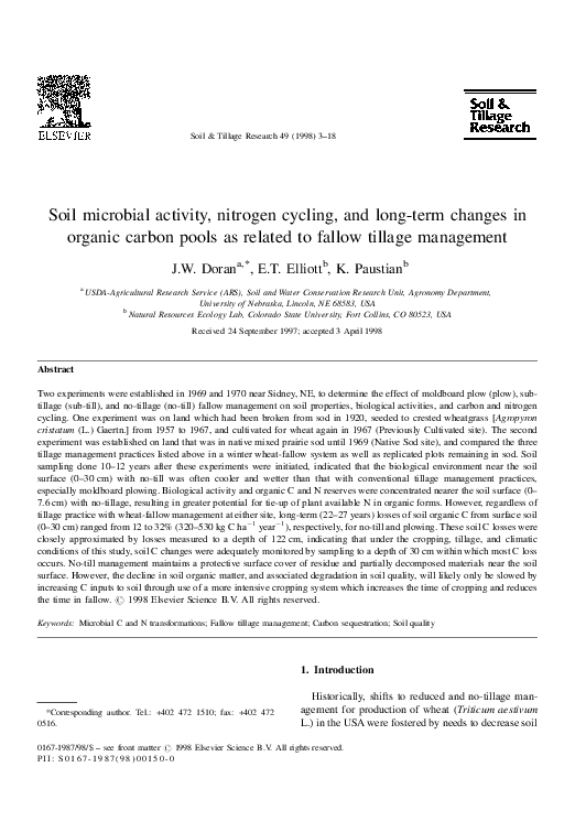 (PDF) Soil microbial activity, nitrogen cycling, and long-term changes in organic carbon pools ...