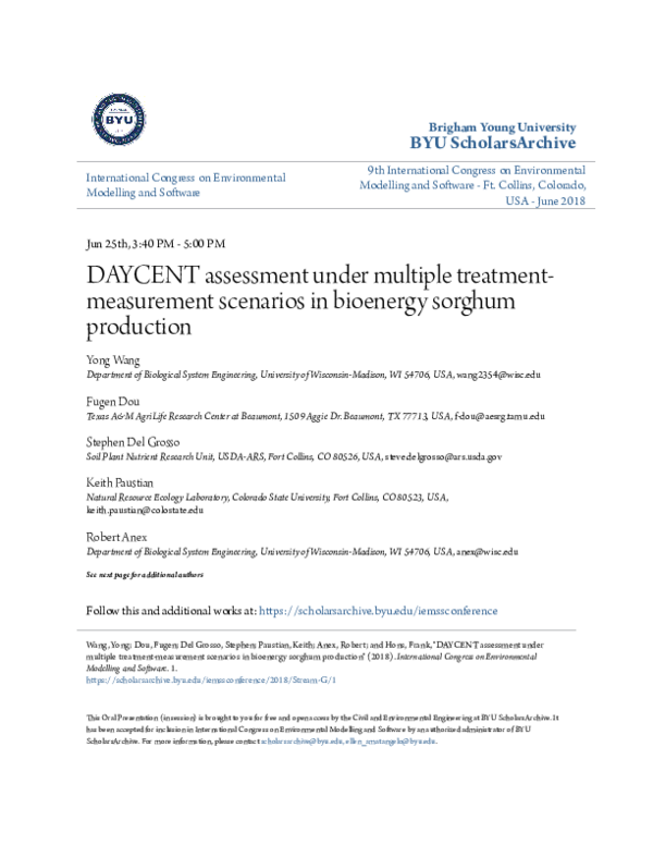 (PDF) DAYCENT assessment under multiple treatment-measurement scenarios ...