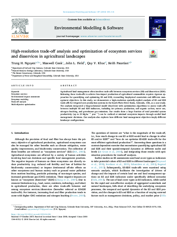 (PDF) High-resolution trade-off analysis and optimization of ecosystem ...