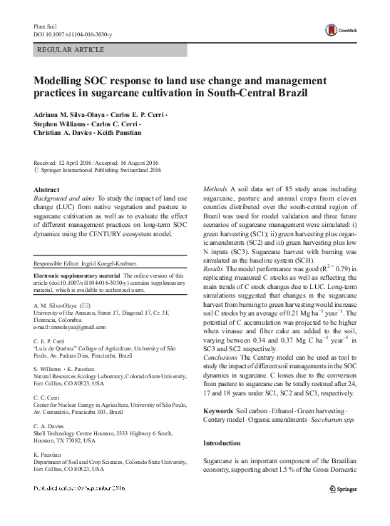 (PDF) Modelling SOC response to land use change and management ...