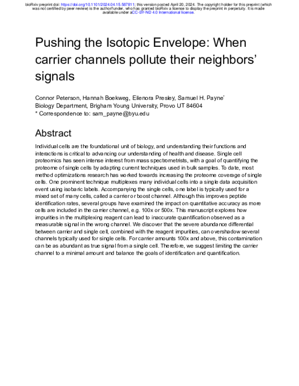 (PDF) Pushing the Isotopic Envelope: When carrier channels pollute ...