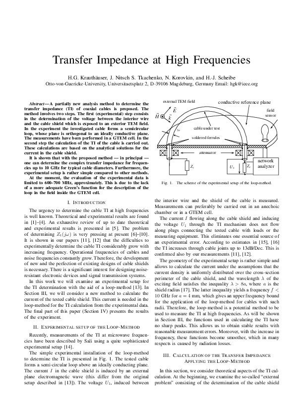 (PDF) Transfer impedance at high frequencies