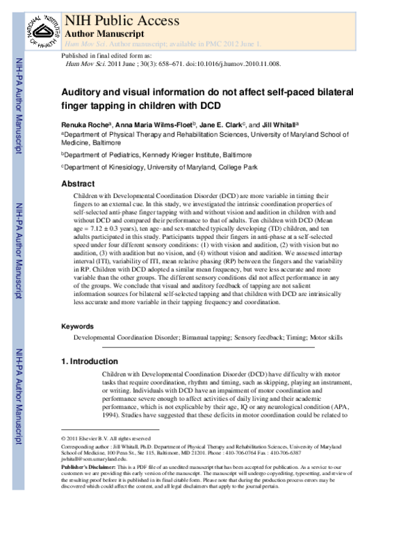 (PDF) Auditory and visual information do not affect self-paced ...