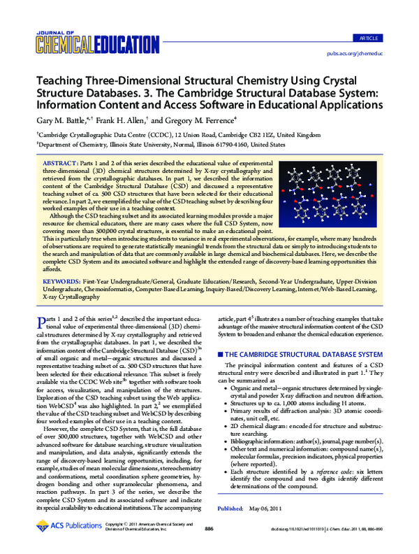 (PDF) Teaching Three-Dimensional Structural Chemistry Using Crystal ...