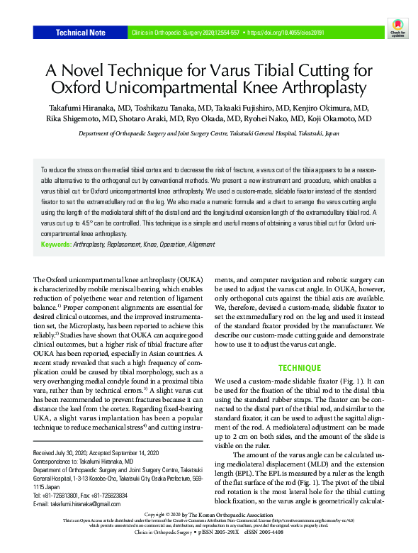 (PDF) A Novel Technique for Varus Tibial Cutting for Oxford ...