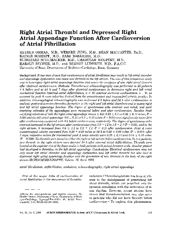 (PDF) Right Atrial Thrombi and Depressed Right Atrial Appendage ...