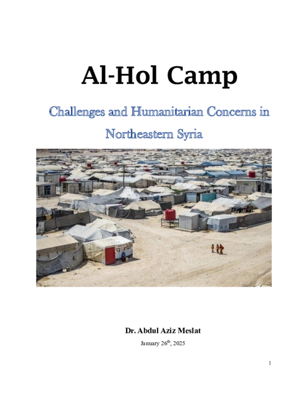 (PDF) Al-Hol Camp Challenges and Humanitarian Concerns in Northeastern ...