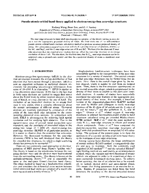 (PDF) Pseudo-atomic-orbital band theory applied to electron-energy-loss near-edge structures
