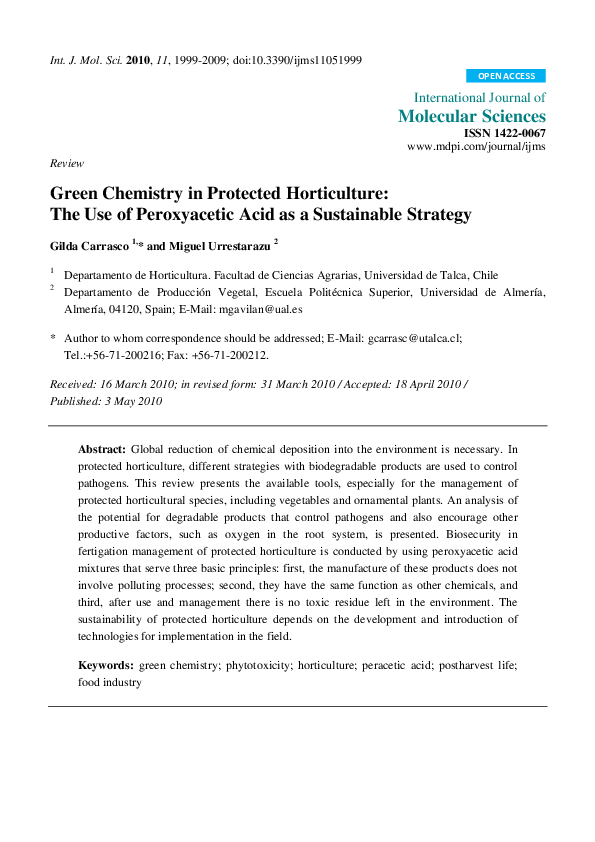 (PDF) Green chemistry in protected horticulture: The use of ...
