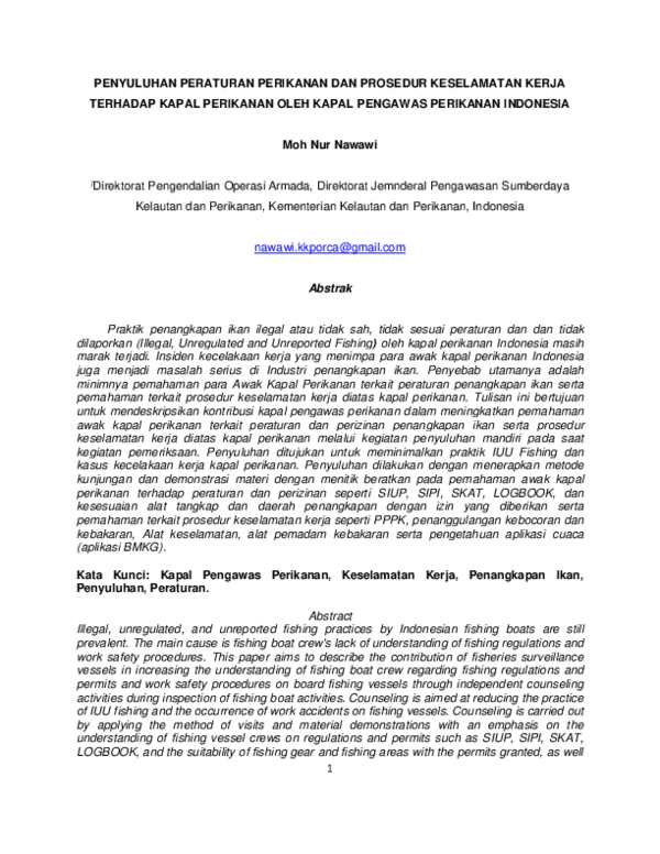 (PDF) PENYULUHAN PERATURAN PERIKANAN DAN PROSEDUR KESELAMATAN KERJA ...