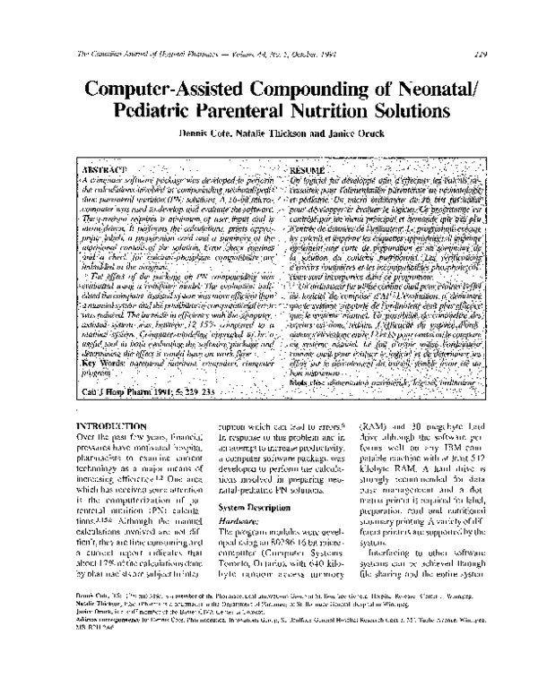 (PDF) Computer-assisted compounding of neonatal/pediatric parenteral ...