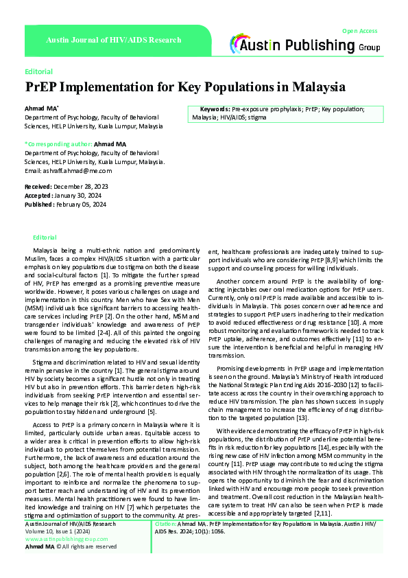 (PDF) PrEP Implementation for Key Populations in Malaysia