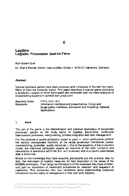 (PDF) Logtime Logistic Processes Just-in-Time