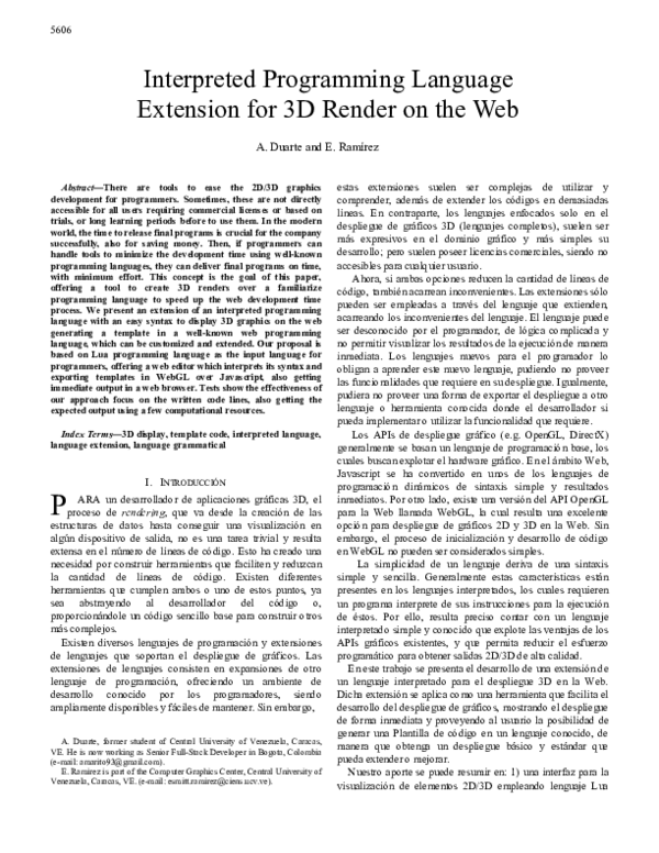 (PDF) Interpreted Programming Language Extension for 3D Render on the Web