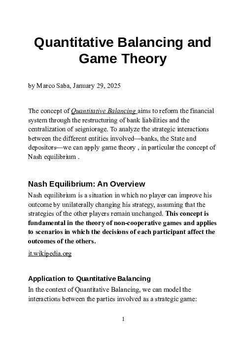 (PDF) Quantitative Balancing and Game Theory