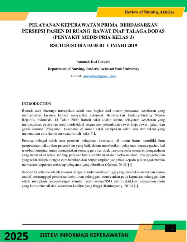 (PDF) Review of Nursing Articles PELAYANAN KEPERAWATAN PRIMA ...