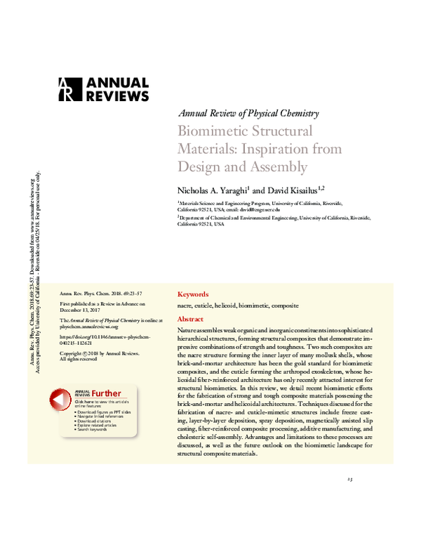 (PDF) Biomimetic Structural Materials: Inspiration from Design and Assembly