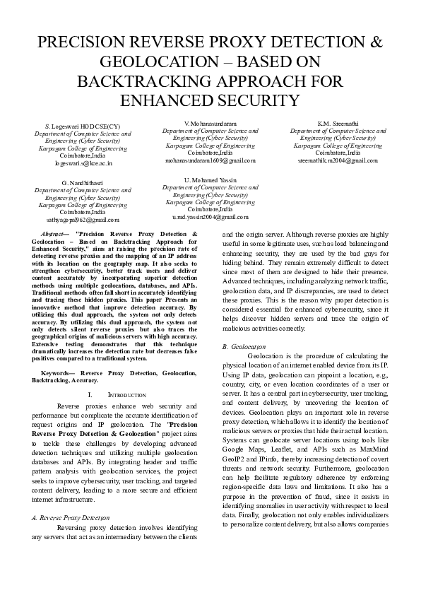 (PDF) PRECISION REVERSE PROXY DETECTION & GEOLOCATION -BASED ON ...