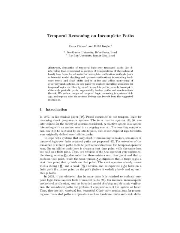 (PDF) Temporal Reasoning on Incomplete Paths