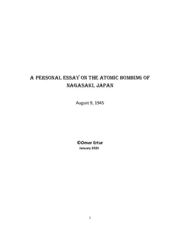 (PDF) A personal ESSAY ON THE Atomic bombing of Nagasaki, japan