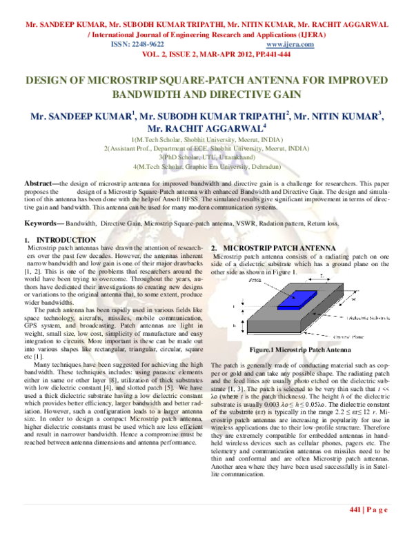 (PDF) Design of Microstrip Square-Patch Antenna for Improved Bandwidth ...
