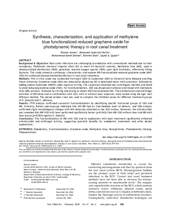 (PDF) Synthesis, characterization, and application of methylene blue ...