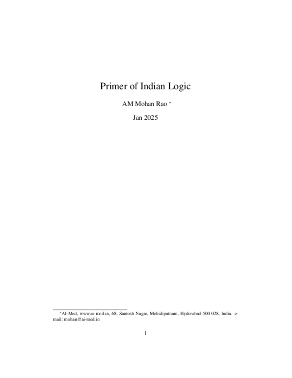 (PDF) Primer of Indian Logic
