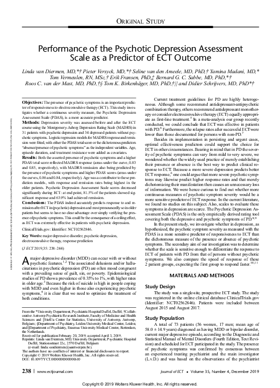 (PDF) Performance of the Psychotic Depression Assessment Scale as a ...