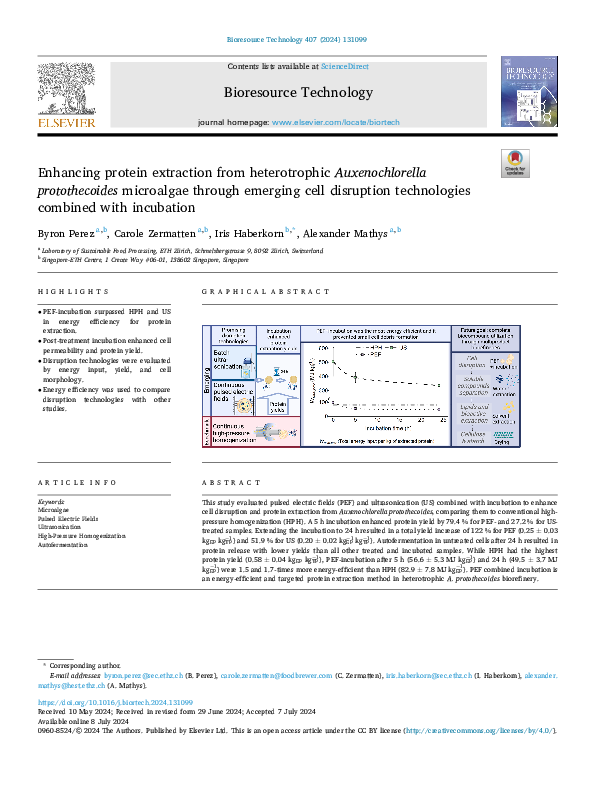 (PDF) Enhancing protein extraction from heterotrophic Auxenochlorella ...
