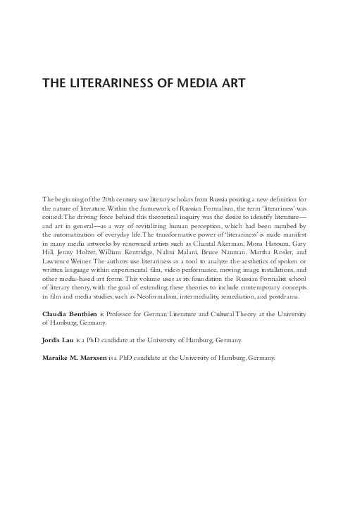 (PDF) The Literariness of Media Art