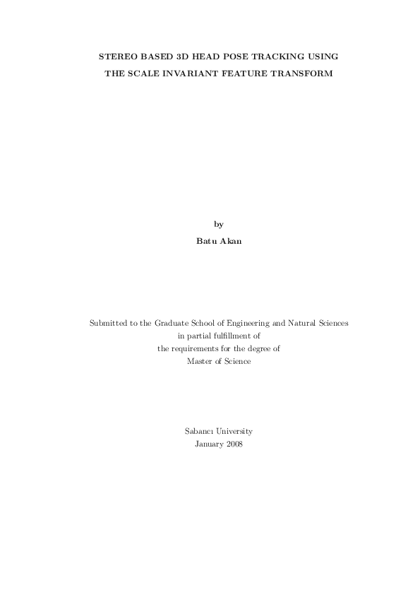 (PDF) Stereo based 3D head pose tracking using the scale invariant featrue transform