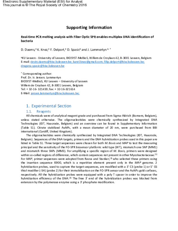 (PDF) Real-time PCR melting analysis with fiber optic SPR enables ...