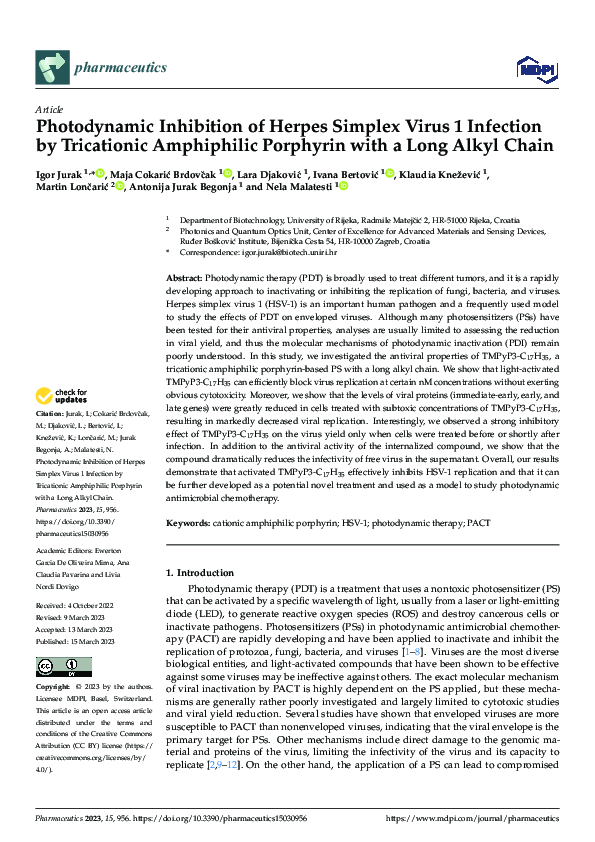 (PDF) Photodynamic Inhibition of Herpes Simplex Virus 1 Infection by Tricationic Amphiphilic ...