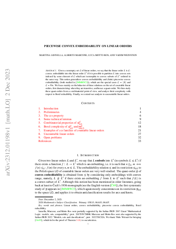 (PDF) Piecewise convex embeddability on linear orders